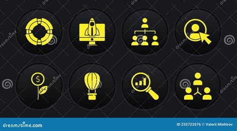Set Dollar Plant Create Account Screen Hot Air Balloon Magnifying Glass And Analysis