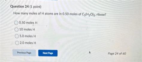 Solved How Many Moles Of H Atoms Are In Moles Of Chegg Com