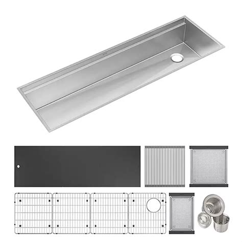 Stainless Undermount Workstation Sink Black Polymer Cutting Boards Elkay