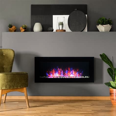 Symple Stuff Foyer Mural 41 3 1500 W Noir Flamme Et 7 Effets De