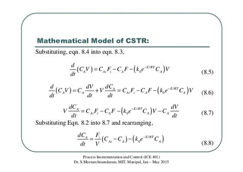 Class 10 Mathematical Modeling Of Continuous Stirred Tank Reactor S