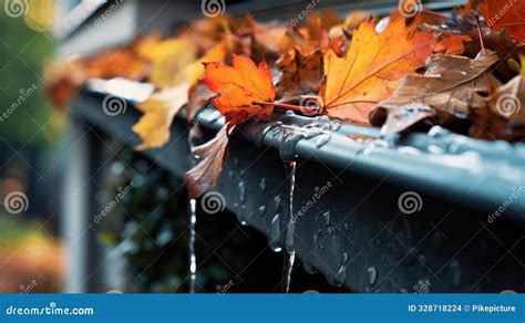 Overflow Gutter With Leaves Stock Illustration
