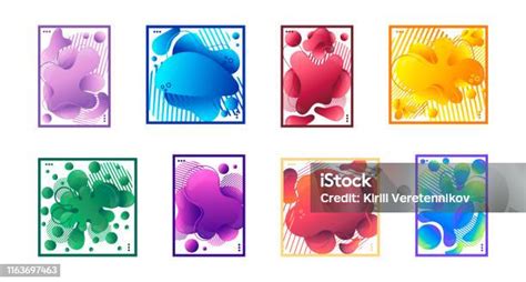 흐르는 액체 배경의 집합입니다 현대 그라데이션 배너입니다 추상 유체 프레임입니다 동적 컬러 포스터 템플릿입니다 플라이어 디자인을 위한 벡터 절연 개념 셰이프입니다 0명에