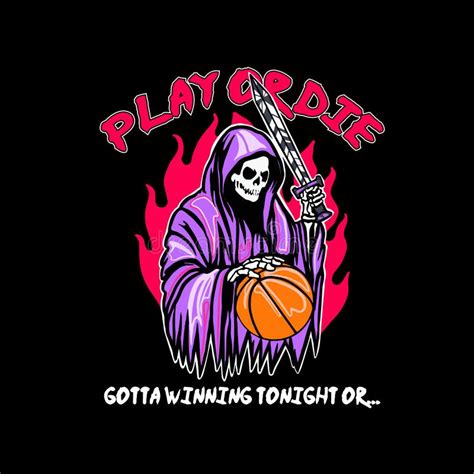 Grim Reaper With A Basketball Ball Vector Illustration On A Black