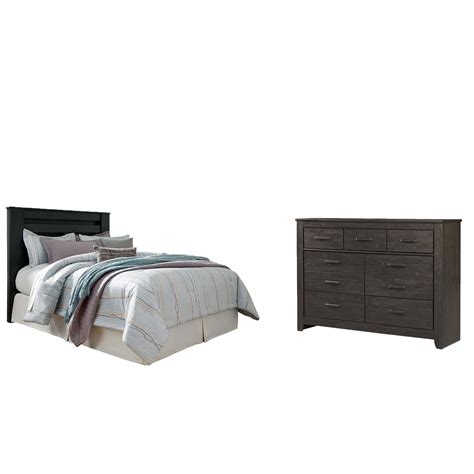 Brinxton Kingcalifornia King Panel Headboard Bed With Dresser In Char