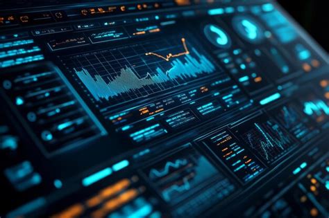 Futuristic Control Panel Showing Real Time Data Analysis With Graphs And Charts Premium Ai