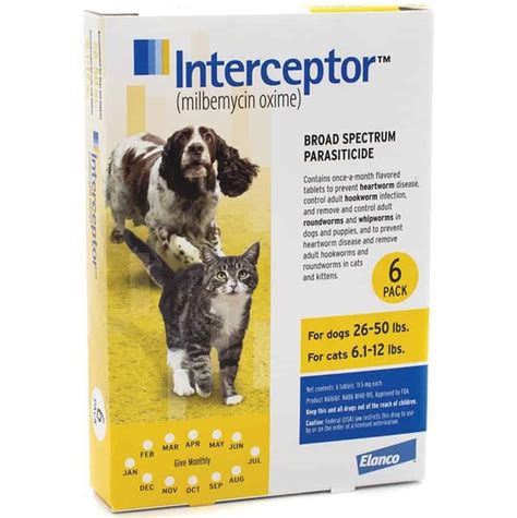 Interceptor® Oral Preventative For Dogs 26 50 Lbs 6 Pack