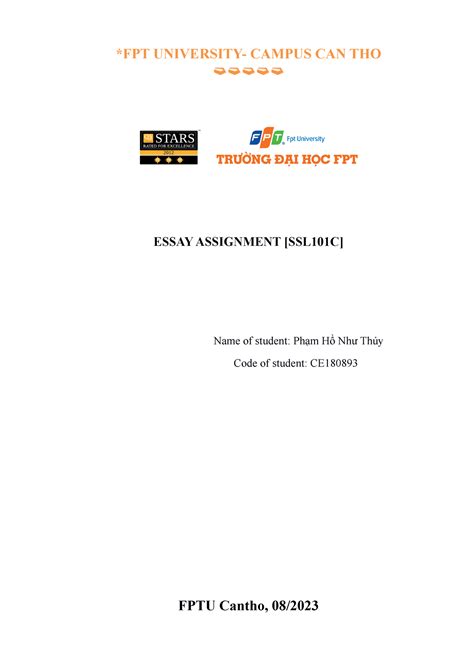 Essay Assignment No Fpt University Campus Can Tho Essay
