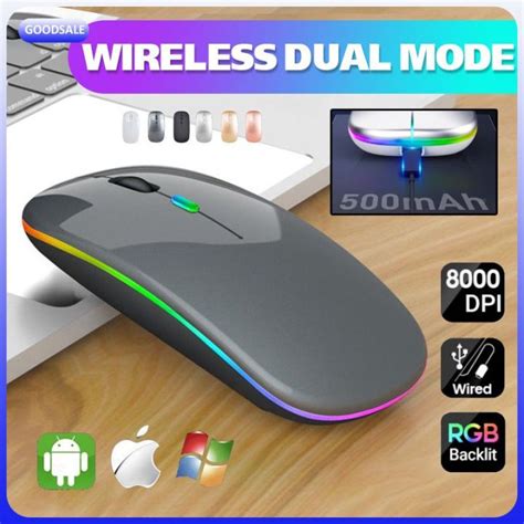 Bluetooth Mouse Wireless And 24ghz Usb Receiver Rechargeable Dual Connection For Pc Macbook Air
