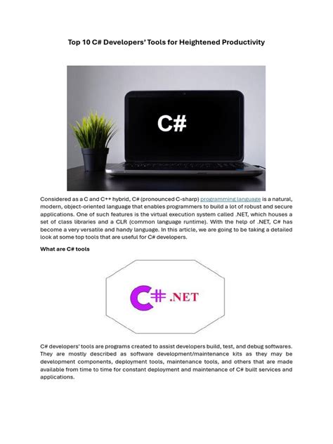 Top 10 Csharp Developer Tools Pdf Software Development C Sharp