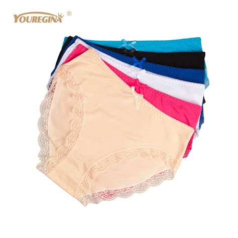 Youregina 속옷 여자 코 튼 팬티 여자 팬티 플러스 크기 섹시 한 레이스 knickers 높은 허리 투명 팬티 숙 녀 개 몫 여성용 팬티 AliExpress