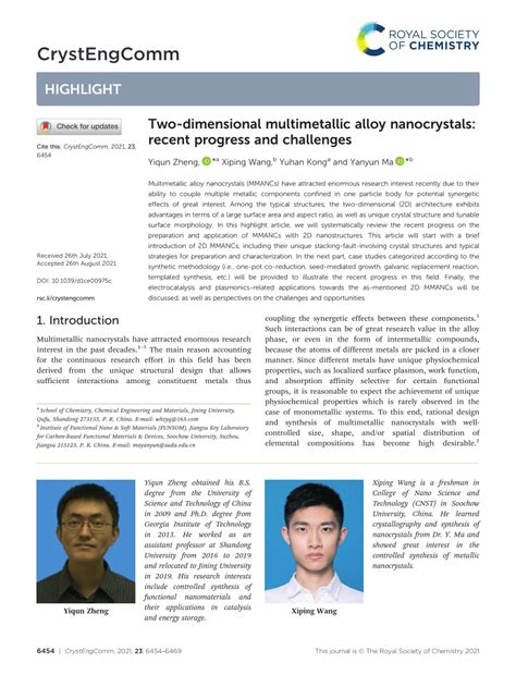Pdf Two Dimensional Multimetallic Alloy Nanocrystals Recent Progress