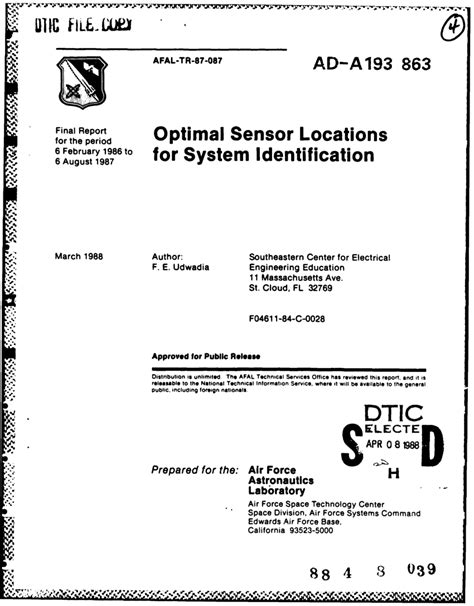 pdf optimal sensor locations for system identification