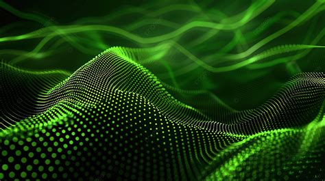 Abstract Green Background Of Points Big Data Stream Digital Particle Wave Background Graphic