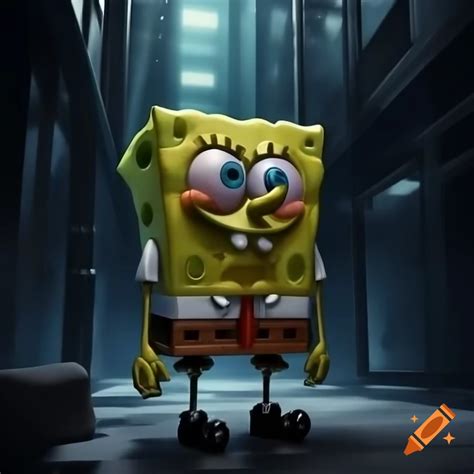 Hyperrealistic Portrayal Of Spongebob Squarepants In Corporate High