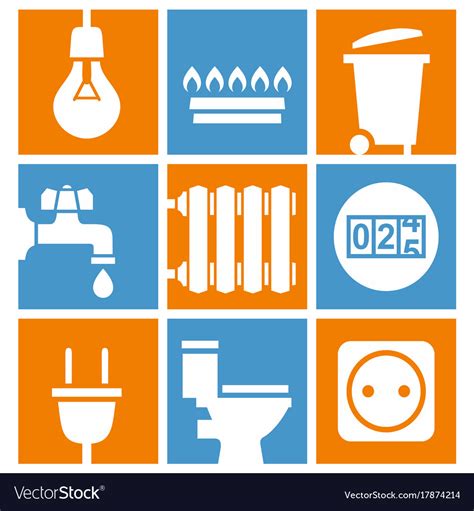 Utilities Icons Set Royalty Free Vector Image VectorStock