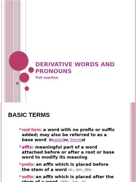 Derivative Words And Pronouns Pdf Grammatical Gender Grammatical