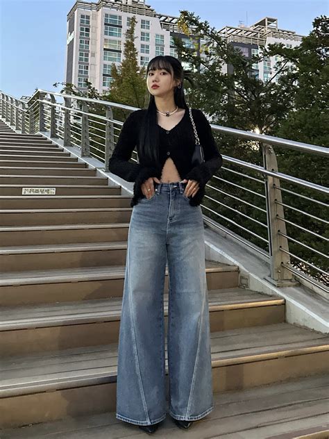 러브롱 MD소장 사선 라인 와이드 부츠컷 코튼 데님 팬츠 color