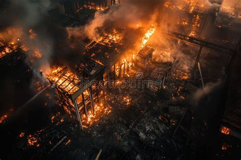 Urban Fire Disaster View With Intense Flames And Smoke Neural Network