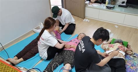 물리치료 의료봉사하는 제천 대원대 세끝만사