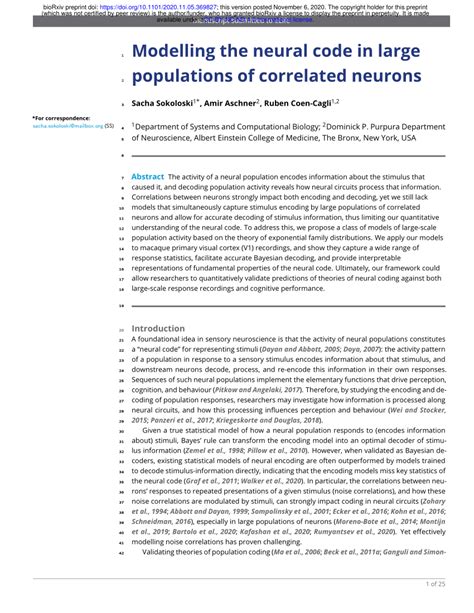 Pdf Modelling The Neural Code In Large Populations Of Correlated Neurons