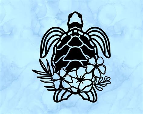 Floral Sea Turtle Decal Etsy Turtle Tattoo Designs Sea Turtle