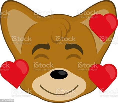 기쁨의 표현과 여우의 머리의 벡터 이모티콘 일러스트 만화 마음에 둘러싸인 사랑 개에 대한 스톡 벡터 아트 및 기타 이미지 개 개과 귀여운 Istock