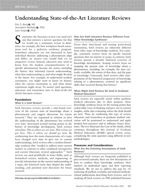 Erin Barry State Of The Art Literature Review 2022 Download Free Pdf Knowledge Methodology