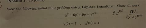 Solved Solve The Following Initial Value Problem Using