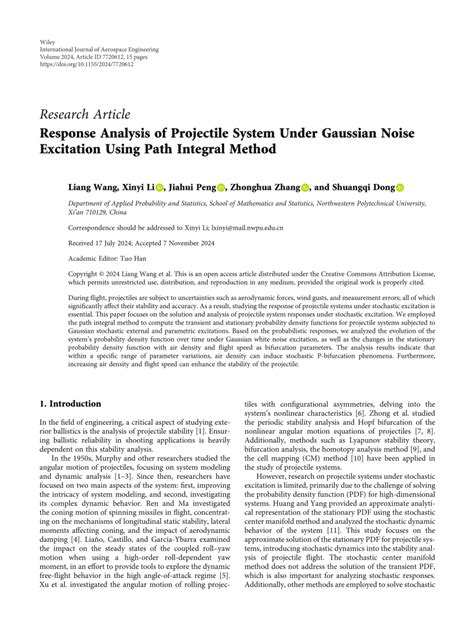 Pdf Response Analysis Of Projectile System Under Gaussian Noise Excitation Using Path Integral