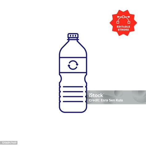 편집 가능한 스트로크와 픽셀 완벽한 재활용 플라스틱 물 병 라인 아이콘 물병에 대한 스톡 벡터 아트 및 기타 이미지 물병