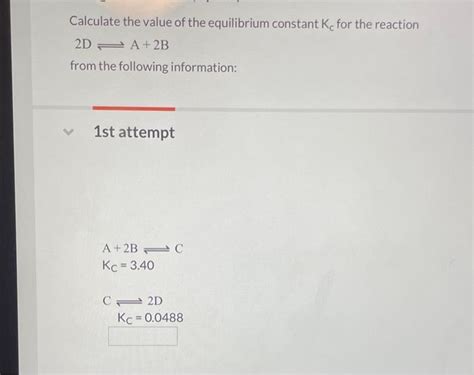 Solved Calculate The Value Of The Equilibrium Constant Kc Chegg
