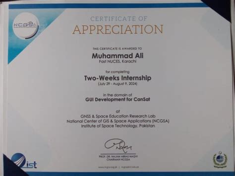 muhammad ali on linkedin internship ncgsa arduino cansat
