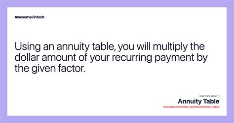 Annuity Table Awesomefintech Blog
