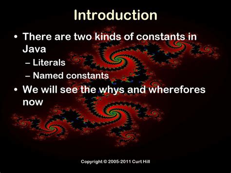 constants in java why and how copyright © curt hill ppt download