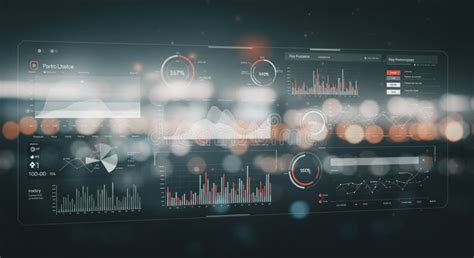 Digital Dashboard Interface Displaying Various Data Visualizations Including Bar Stock
