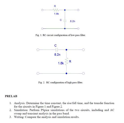 Fig RC Circuit Configuration Of Low Pass Filter Chegg
