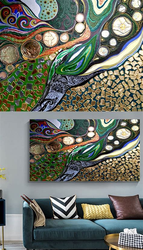 Интерьерная зеленая картина абстракция Лесная колдунья в интернет магазине Ярмарка Мастеров по