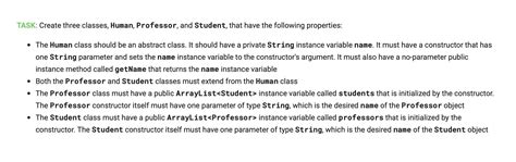 solved task create three classes human professor and