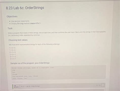 solved 8 23 lab 6c orderstrings objectives use decision