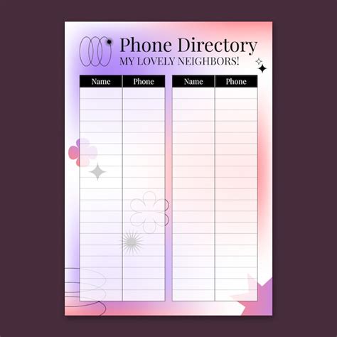 Free Vector Gradient Telephone Directory Template