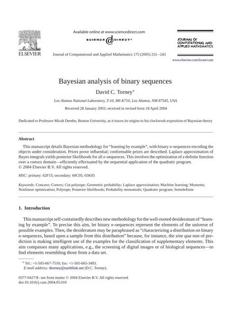 Pdf Bayesian Analysis Of Binary Sequences Dokumentips