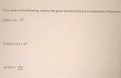 solved 7 for each of the following express the given