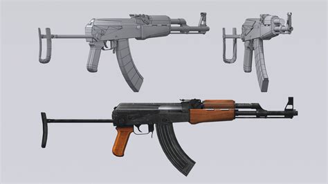 3d Model Akm Assault Rifle 3d Ak 47 Low Poly Model Vr Ar Low Poly