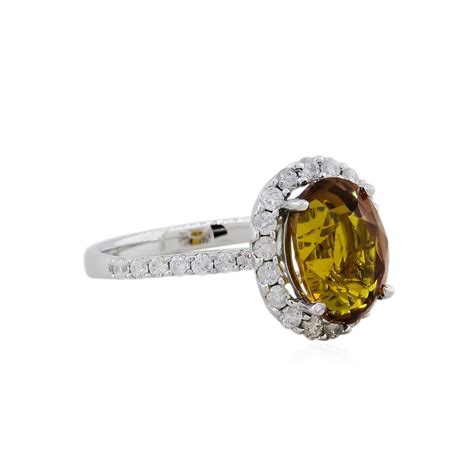14kt White Gold Gia 369ct Mandarin Sapphire And Diamond Ring