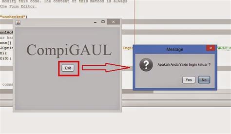 membuat fungsi confirm exit pada program java compi gaul