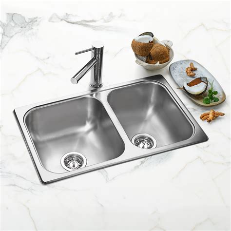 Bacha Doble De Cocina Mi Pileta 305e Acero Inox Aisi 304