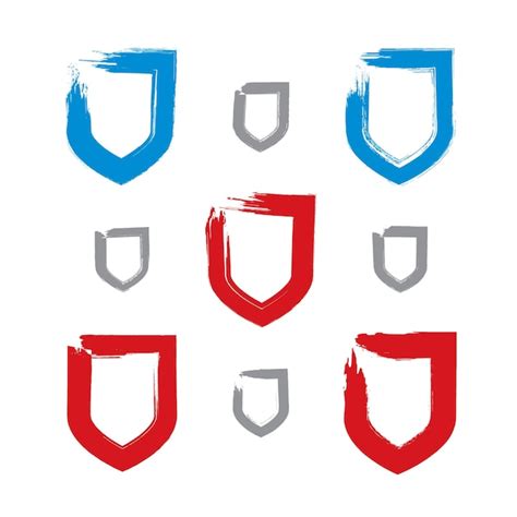 Коллекция векторных знаков безопасности для рисования кистью набор синих и красных раскрашенных