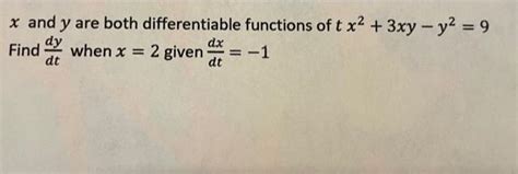 solved x and y are both differentiable functions of