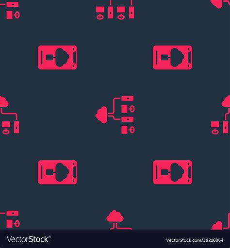 Set Cloud Technology Data Transfer And Computer Vector Image